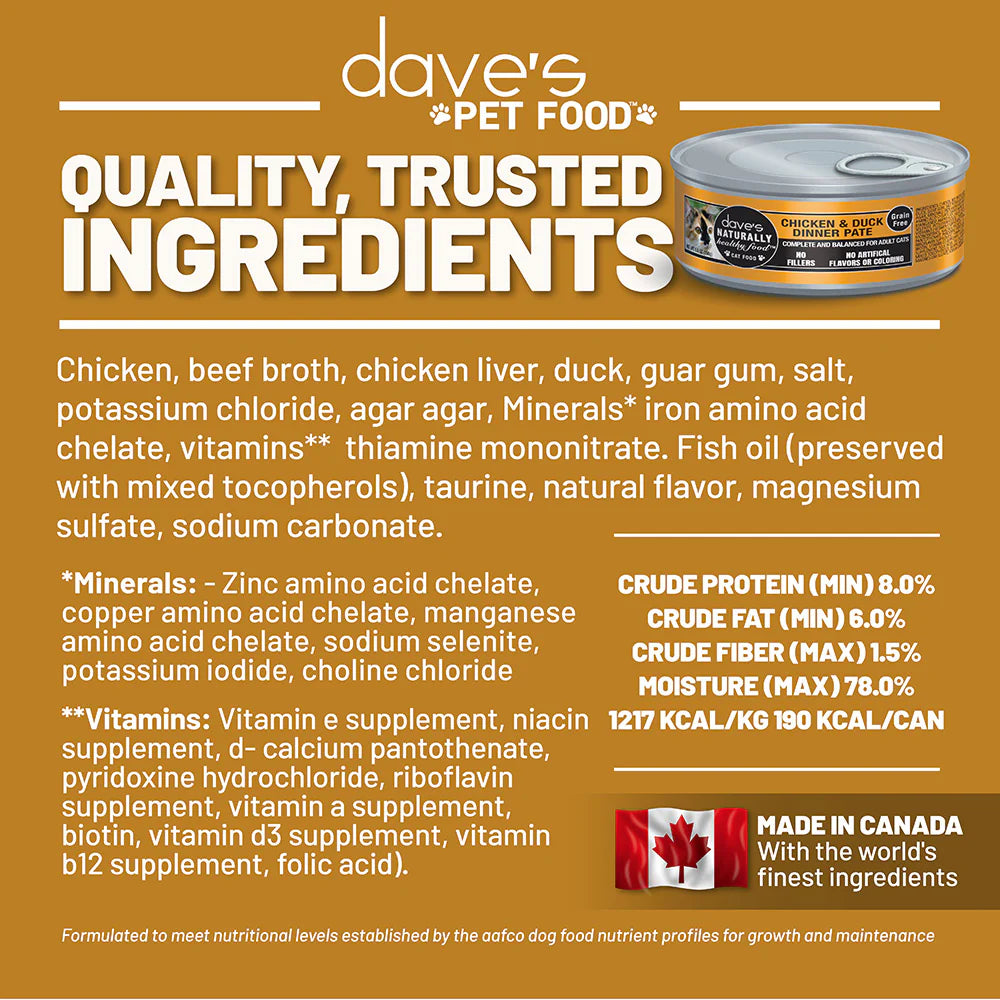 Dave's Pet Food Cat's Meow Chicken & Duck Dinner Pate – PetFoodStation