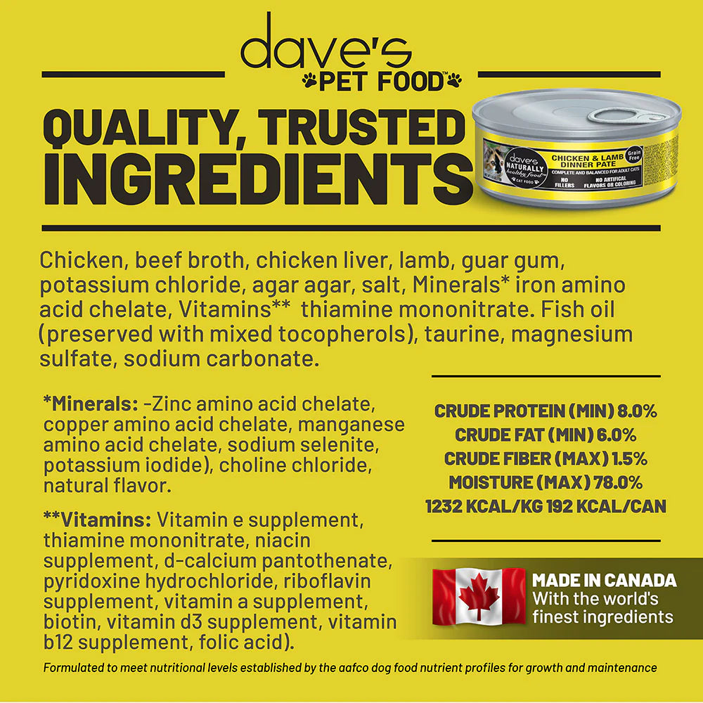 Dave's Pet Food Cat's Meow Chicken & Lamb Dinner Pate – PetFoodStation