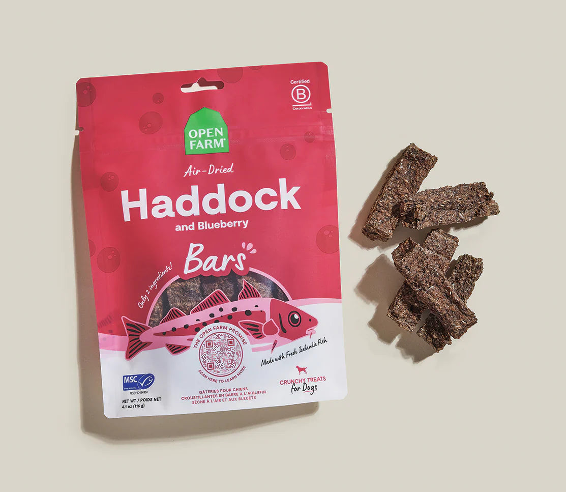 Open Farm Air Dried Haddock and Blueberry Crunchy Dog Treat Bars ...